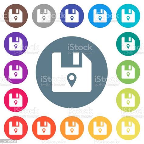 라운드 컬러 배경에 위치 플랫 화이트 아이콘 파일 데이터에 대한 스톡 벡터 아트 및 기타 이미지 데이터 디스크 만족한 Istock