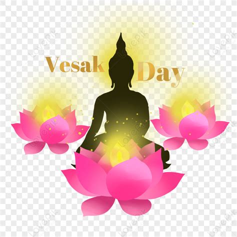 장엄한 연꽃 자유형 조명 효과 부처님 일러스트 생일 불분홍카드 Png 일러스트 무료 다운로드 Lovepik