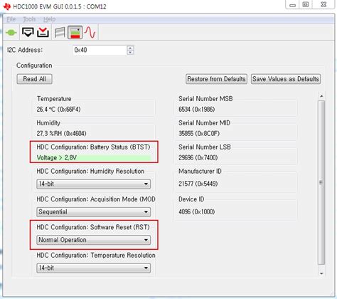 HDC Configuration Of HDC1000 EVM GUI Sensors Forum Sensors TI E2E Support Forums