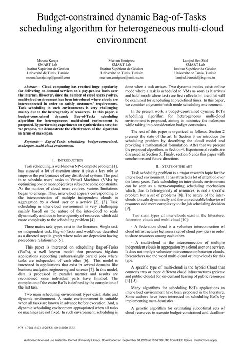 pdf budget constrained dynamic bag of tasks scheduling algorithm for