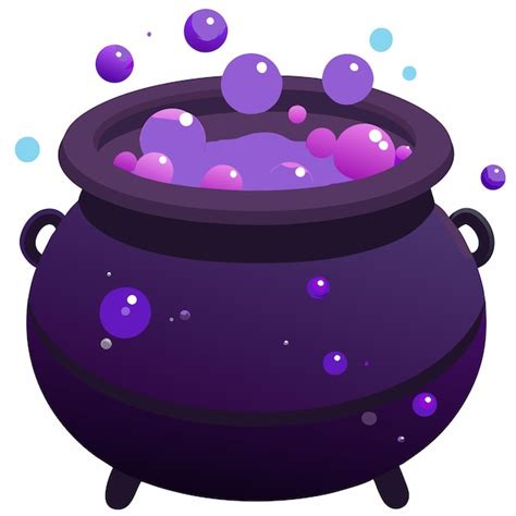 Halloween Magic Cauldron With Bubbling Potion Vector Clipart Premium