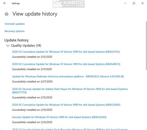 How To View Windows Update History In Windows 10 MajorGeeks
