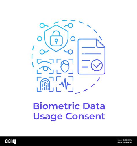 Biometric Data Usage Consent Blue Gradient Concept Icon Stock Vector