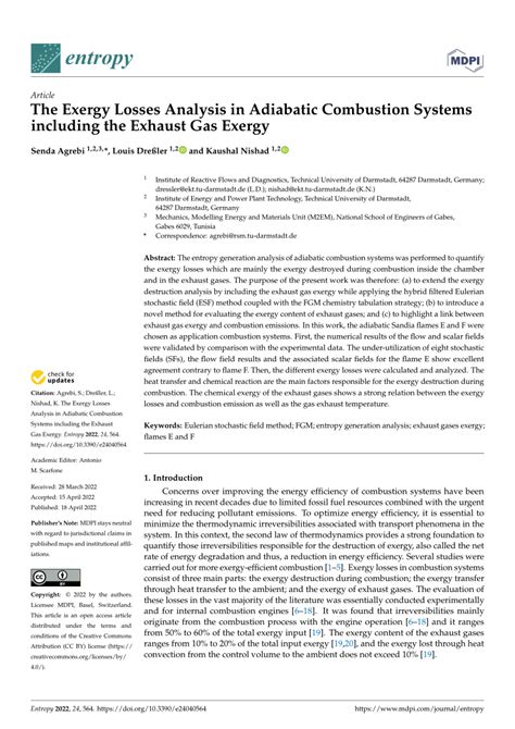 Pdf The Exergy Losses Analysis In Adiabatic Combustion Systems