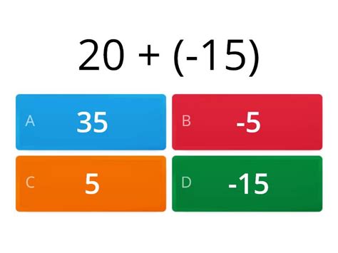 Integers Multiple Choice Quiz