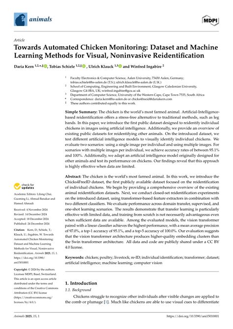 Pdf Towards Automated Chicken Monitoring Dataset And Machine Learning Methods For Visual