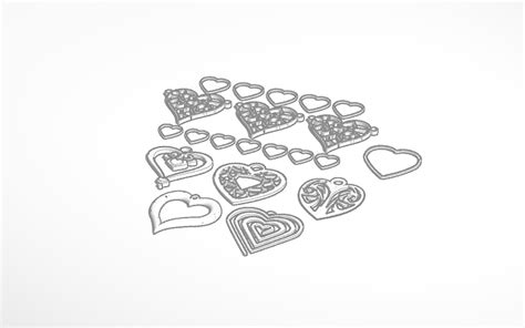 3d Design Heart Pendants Tinkercad