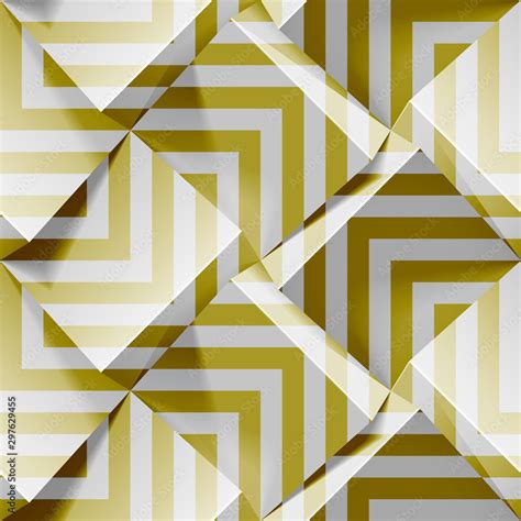 Vecteur Stock Light Seamless Geometric Pattern Realistic 3d Cubes With Golden Strips Vector