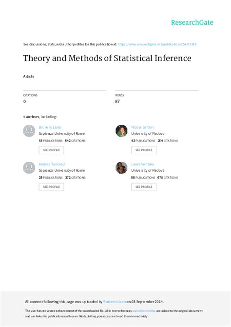 Pdf Theory And Methods Of Statistical Inference