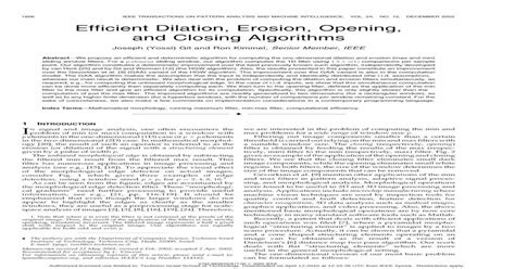 Pdf Efficient Dilation Erosion Opening And Closing Algorithmsron