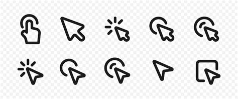Premium Vector Cursor Icon Set Arrow And Hand Pointer With Click Symbol For Web Sites And Ui