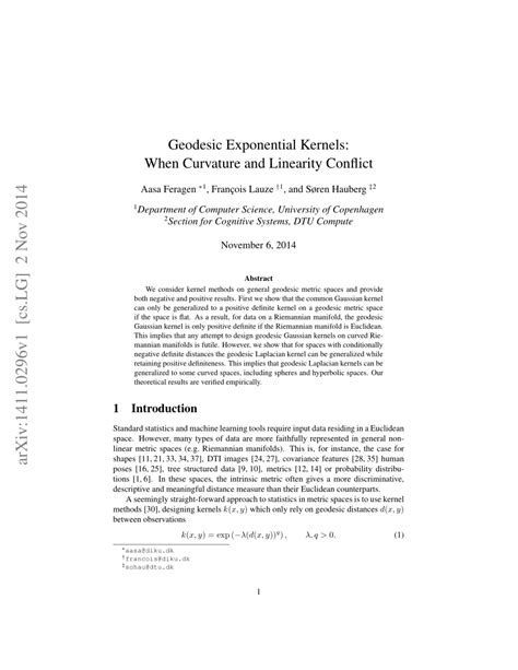 Pdf Geodesic Exponential Kernels When Curvature And Linearity Conflict