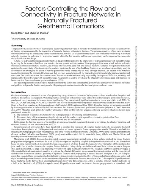 Pdf Factors Controlling The Flow And Connectivity In Fracture