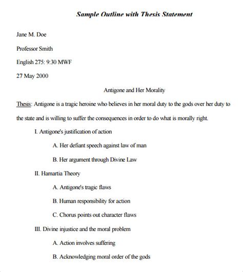 Sample MLA Outline Templates Sample Templates