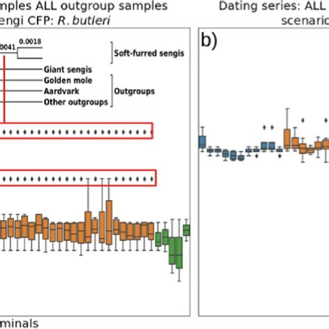 boxplot figures median branch rates from all branches from root to