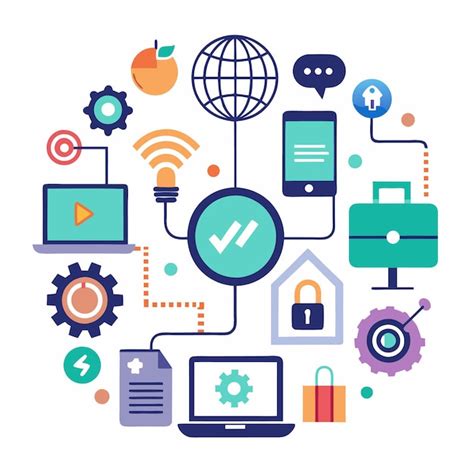 Premium Vector Colorful Flat Icons Interconnected With Lines