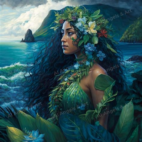 Hawaiian Goddess Papahānaumoku Digital Art Print Hawaiian Earth