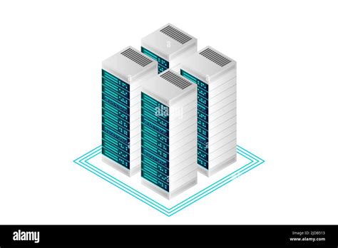 server room isometric vector futuristic technology of data protection and processing