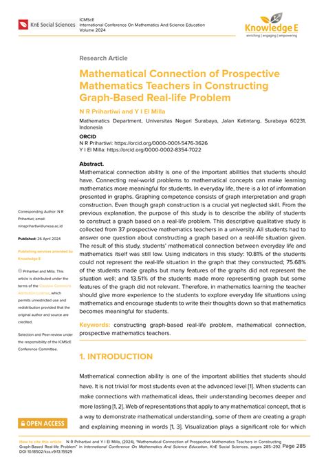 Pdf Mathematical Connection Of Prospective Mathematics Teachers In Constructing Graph Based