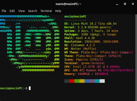 [terminal] Neofetch Lolcat Nocin Eu
