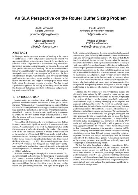Pdf An Sla Perspective On The Router Buffer Sizing Problem