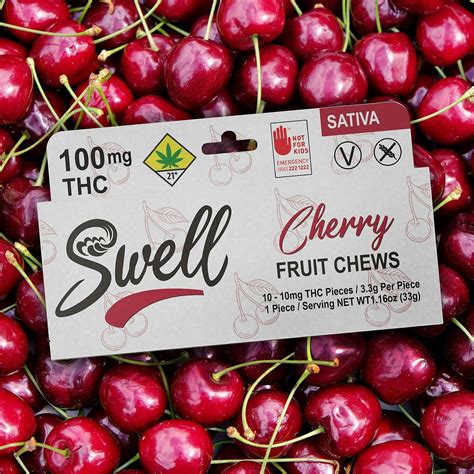 Swell Edibles Sativa Cherry Fruit Chews 100mg 10 Pack Leafly