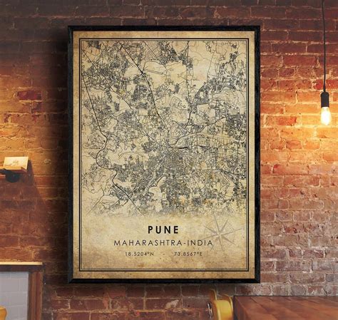 Pune Map Print Pune Map India Map Art Pune City Road Map Poster Vintage Gift Map Etsy