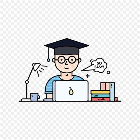 รูปภาพประกอบการ์ตูนนักศึกษาระดับบัณฑิตศึกษา Png เขียนวิทยานิพนธ์ ฤดูการสำเร็จการศึกษา ค้าง