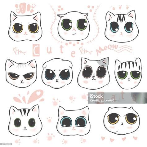 귀여운 고양이 낙서 및 고양이 만화 캐릭터 디자인 합니다 아이 들을 위한 드로잉 벡터 일러스트 레이 션을 손 가축에 대한 스톡 벡터 아트 및 기타 이미지 Istock