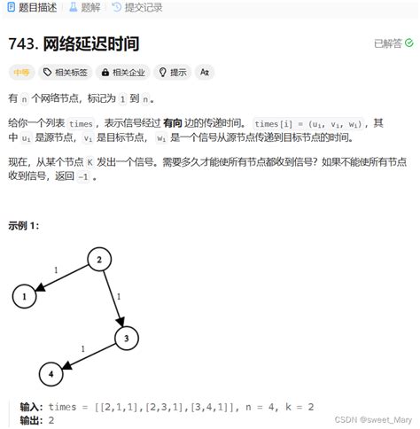 力扣 网络延迟时间 迪杰斯特拉，弗洛伊德floyd力扣迪杰斯特拉 Csdn博客