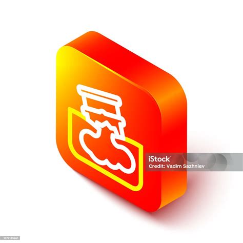 흰색 배경에 격리 된 등색 라인 배럴 오일 누출 아이콘 주황색 정사각형 버튼 벡터 3차원 형태에 대한 스톡 벡터 아트 및 기타 이미지 3차원 형태 가솔린 갤런