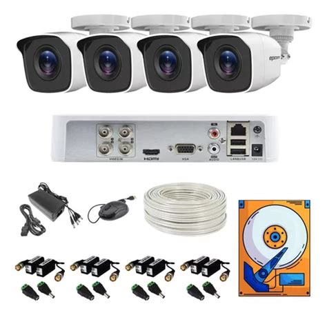 Kit Video Vigilancia Epcom 4 Cámaras 1080p 100mts Utp 500gb