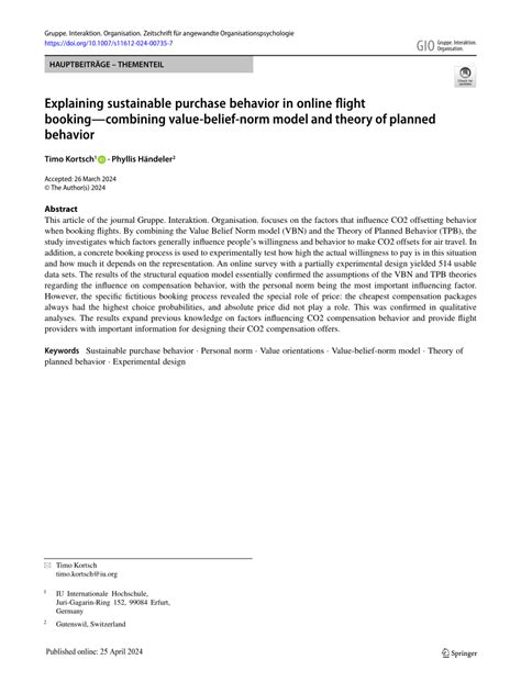 Pdf Explaining Sustainable Purchase Behavior In Online Flight Booking