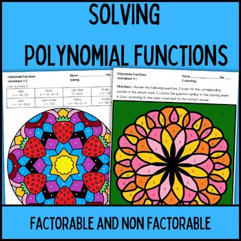 Solving Polynomial Functions Worksheet Coloring Activity By VPs Classroom