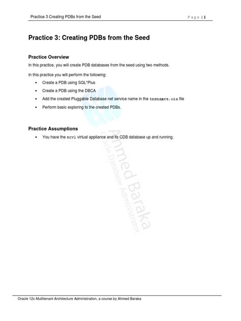 Creating And Exploring Pluggable Databases Pdbs From The Seed Using Sqlplus And Dbca Pdf