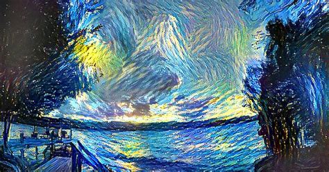 Neural Art Applied To Lake Photo W Starry Night Style Imgur
