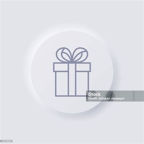 선물 상자 아이콘 웹 디자인 응용 프로그램 Ui 등을 위한 흰색 Neumorphism 소프트 Ui 디자인 버튼 벡터 3차원 형태에 대한 스톡 벡터 아트 및 기타 이미지