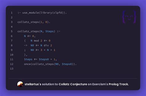 Stellartux S Solution For Collatz Conjecture In Prolog On Exercism