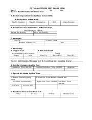 PHYSICAL FITNESS CARD LONG Docx PHYSICAL FITNESS TEST SCORE CARD Name Sex Age Task
