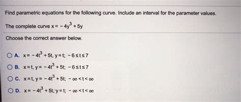 solved find parametric equations for the following curve