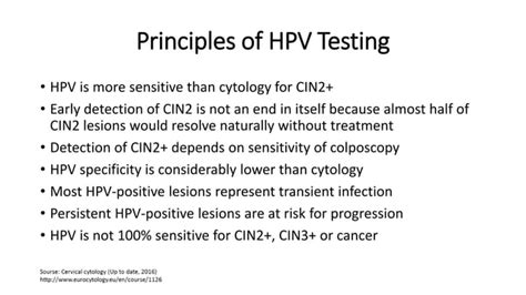Uses Of Hpv Testing In Triage Of Cervical Screening Ppt