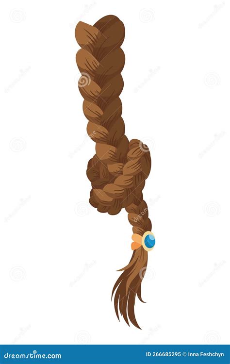 Hair Braid Long Female Fashion Plait Vector Illustration Of Human Hair In Natural Color Stock