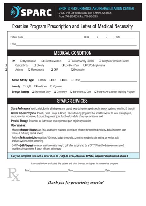 Exercise Prescription Template