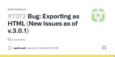 bug exporting as html new issues as of v 3 0 1 · issue 7372