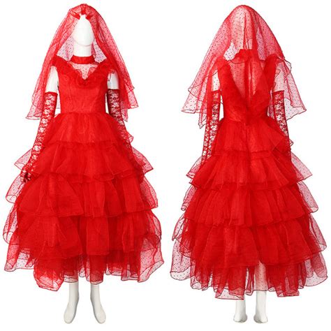 Beetlejuice Lydia Deetz Costume Red Wedding Dress Lydia Deetz Cosplay
