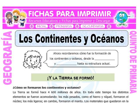 Ficha De Los Continentes Para Primaria