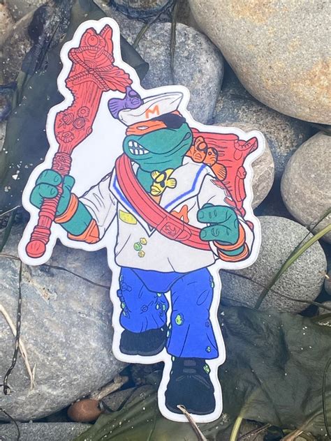 Orange Sailor Turtle Action Sticker Etsy