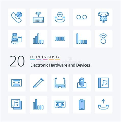 20 Devices Blue Color Icon Pack Like Remove Mobile Entertainment Contact Watch Stock Vector