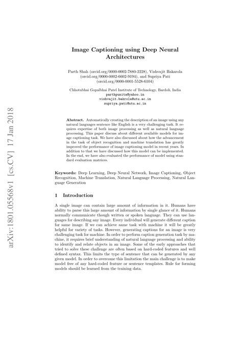 Pdf Image Captioning Using Deep Neural Architectures