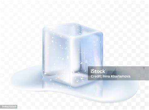 투명한 파란색 벡터 아이스 큐브와 물방울 물 표면에 얼음 조각입니다 사실적인 3d 벡터 그림 3차원 형태에 대한 스톡 벡터 아트 및 기타 이미지 Istock